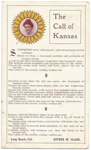 Esther M. Clark Poem "The Call of Kansas" Postcard 1909 | eBay