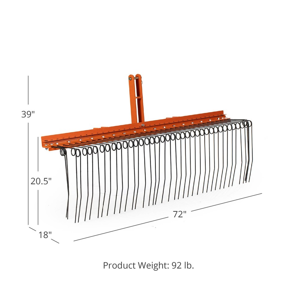 Titan Attachments 3 Point 6 FT Pine Straw Needle Rake, Category 1 ...