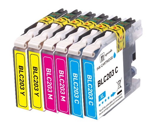 6 PK CMY Premium Ink fits Brother LC203 MFC-J480DW MFC-J5320DW MFC ...