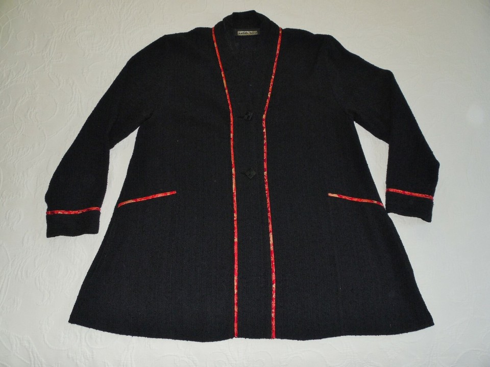 Fiber Artist JUDITH BIRD Art To Wear Black Duster Jacket - M ...