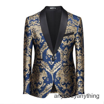 New Men's Korean Slim Suit Stage Casual Performance Host Jacquard Suit ...