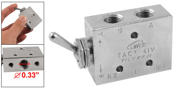 Air Pneumatic 2 Position 5 Way Toggle Switch Valve TAC2-41V Silver Tone ...
