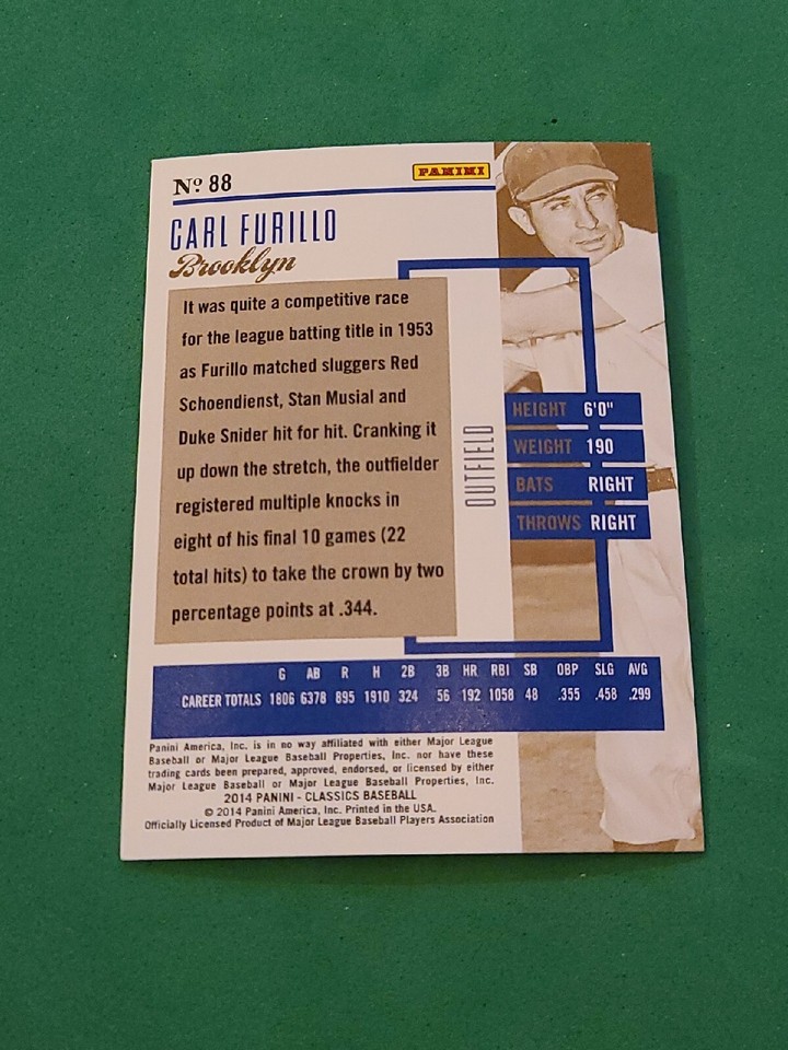 2014 Carl Furillo Panini Classics #88 | eBay