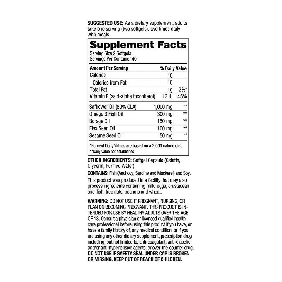 Ab Cuts CLA Belly Fat Formula, 80 Softgels 80 Count (Pack of 1 ...