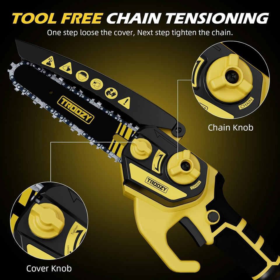 Cordless Pole Saw & Mini Chainsaw 2-in-1, 6-inch Brushless Electric ...