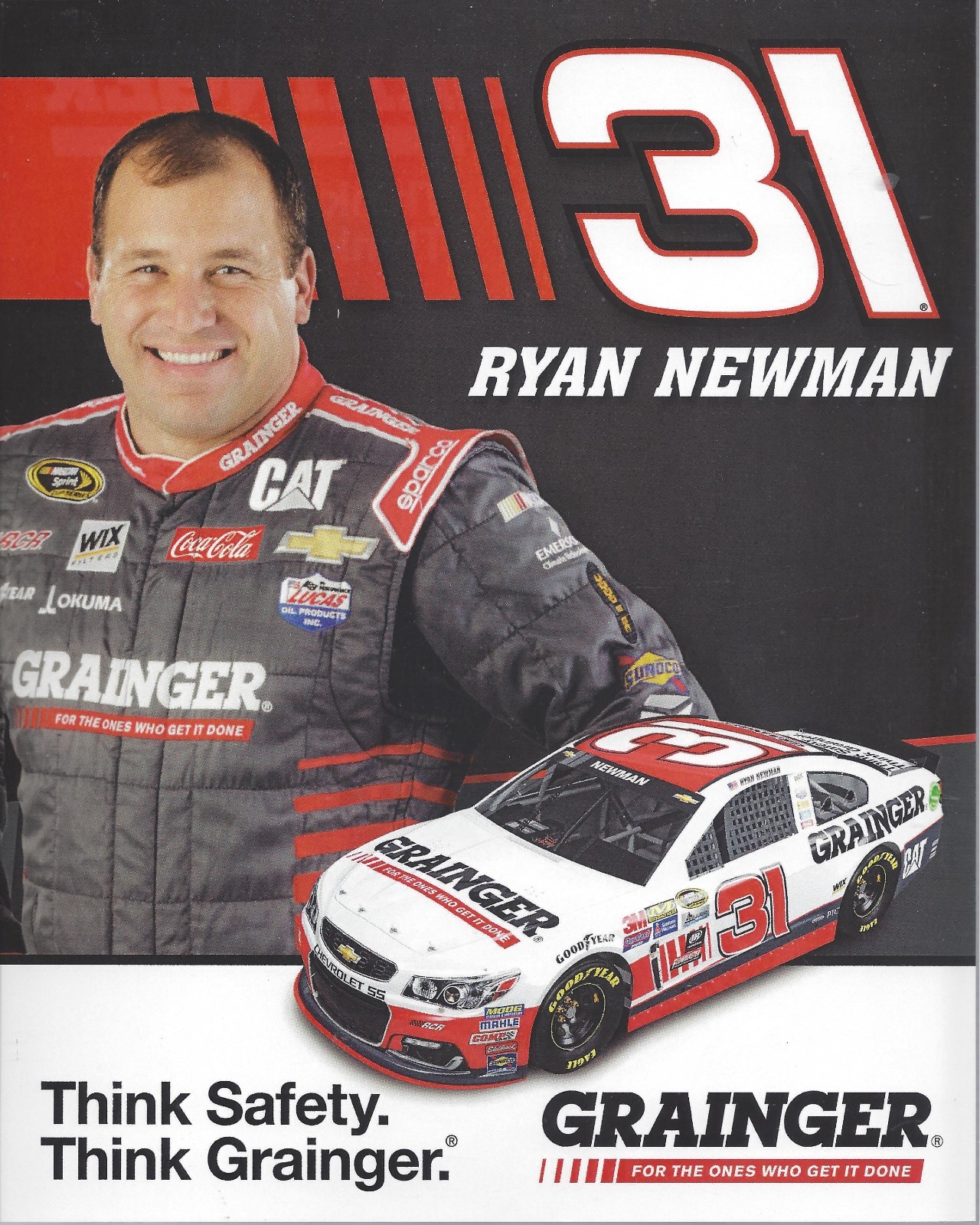 2016 RYAN NEWMAN "THINK SAFETY THINK GRAINGER" #31 NASCAR SPRINT CUP ...
