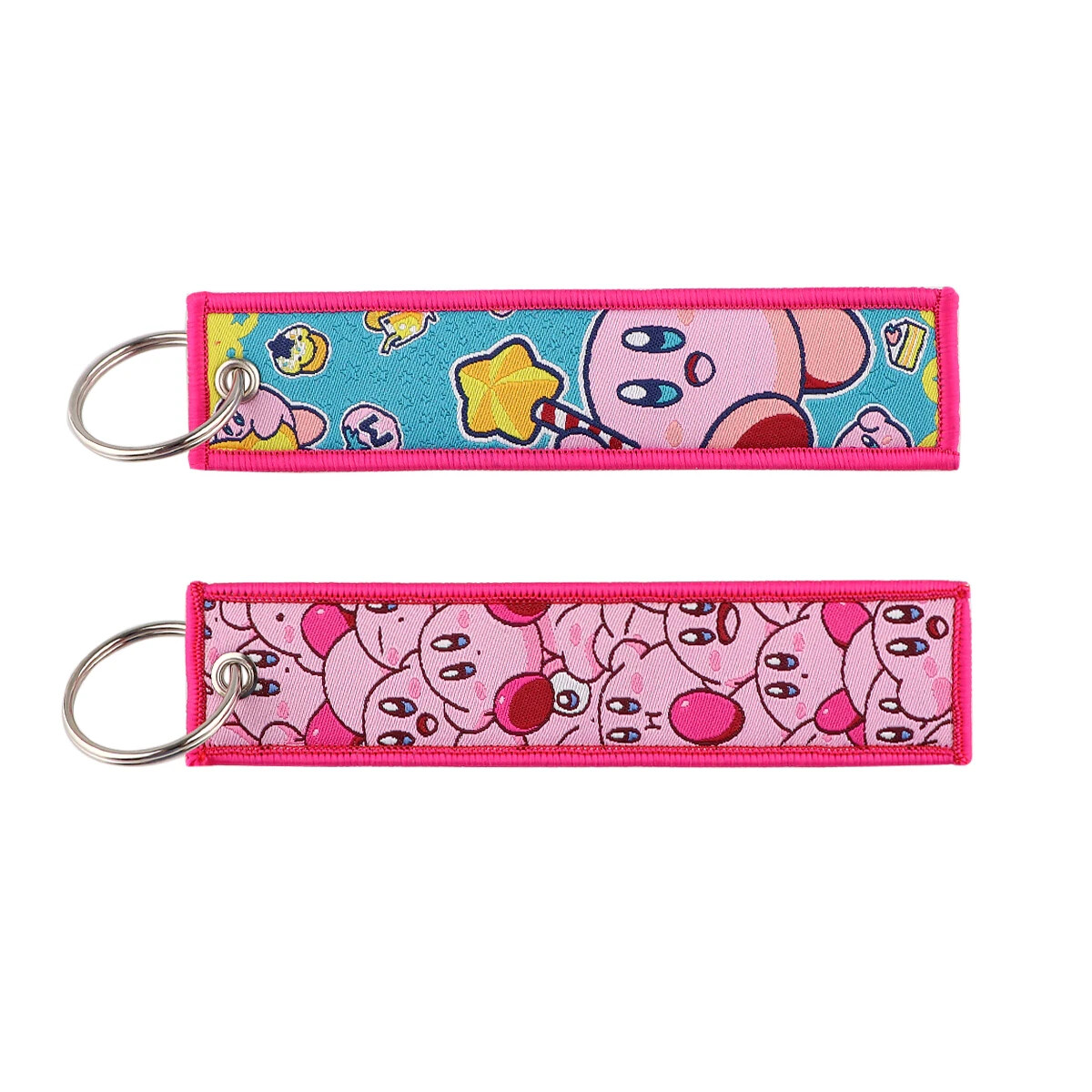 Kirby Game Cute Character Pink Design Embroidered Double Sided Key Tag ...