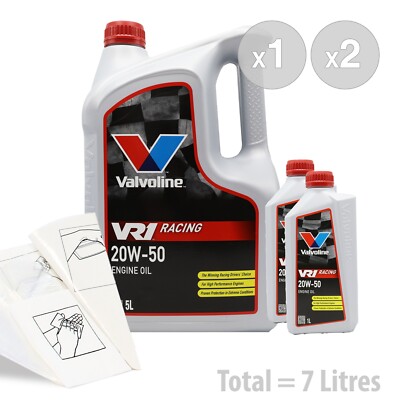 Valvoline VR1 Racing 20w-50 Car Engine Oil Service Kit / Pack 7 LITRES ...