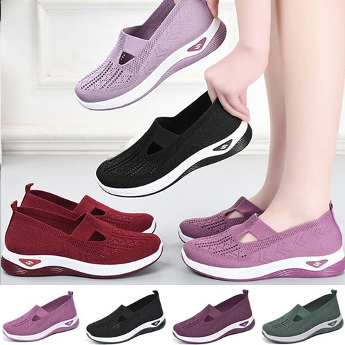 Womens Get Fit Go Walking Shoes Ladies Slip On Fitness Breathable Gym ...