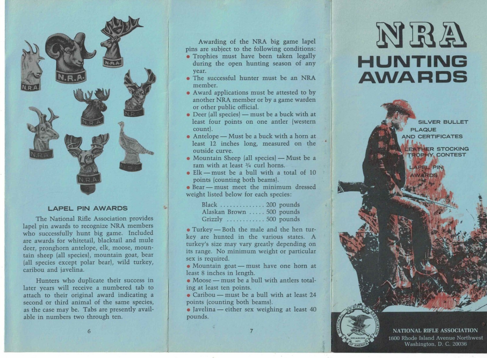1950s-60s NRA Hunting Awards Brochure | eBay