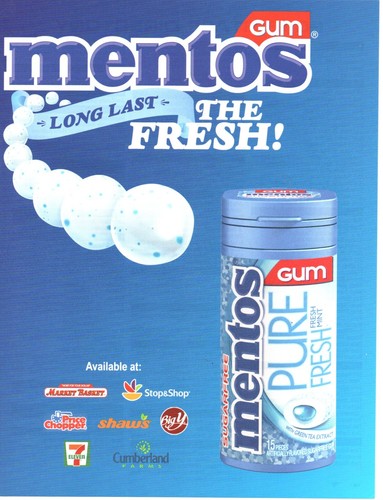 2015 MENTOS Chewing Gum Food Snack PRINT AD - PURE FRESH MINT LONG LAST ...