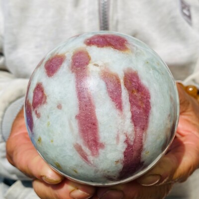 844g Amazing Large Pink Tourmaline Sphere Gemstone Quartz Crystal Ball ...