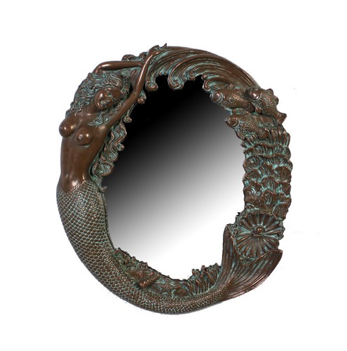 Mermaid Mirror Greenish Bronze 26" Nautical Sea Life Wall Decor Siren ...