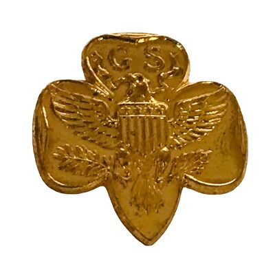 Girl Scout GS Membership Goldtone Eagle Brownie 4 Stars Lapel Pin ...