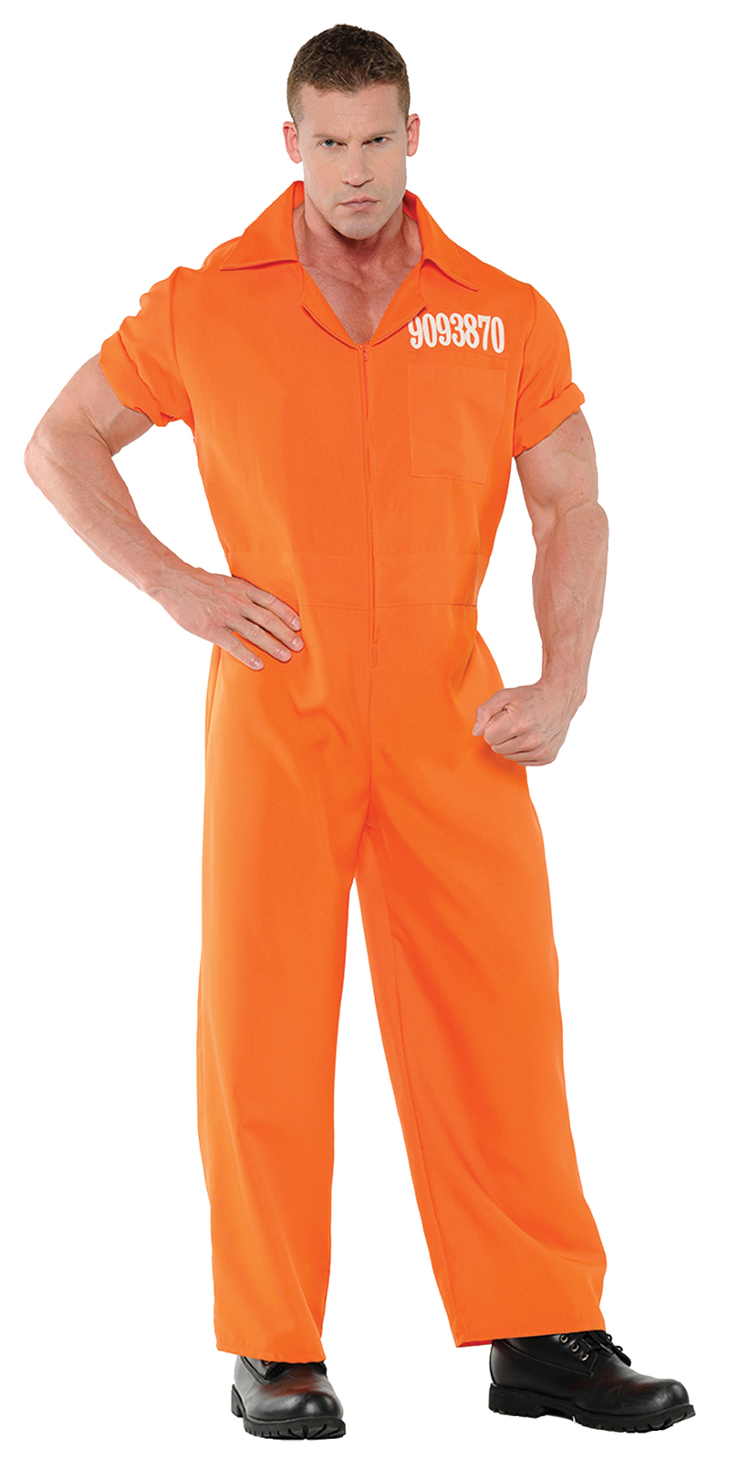 Convicted Prisoner Adult Men's Costume Orange Jumpsuit Convict ...