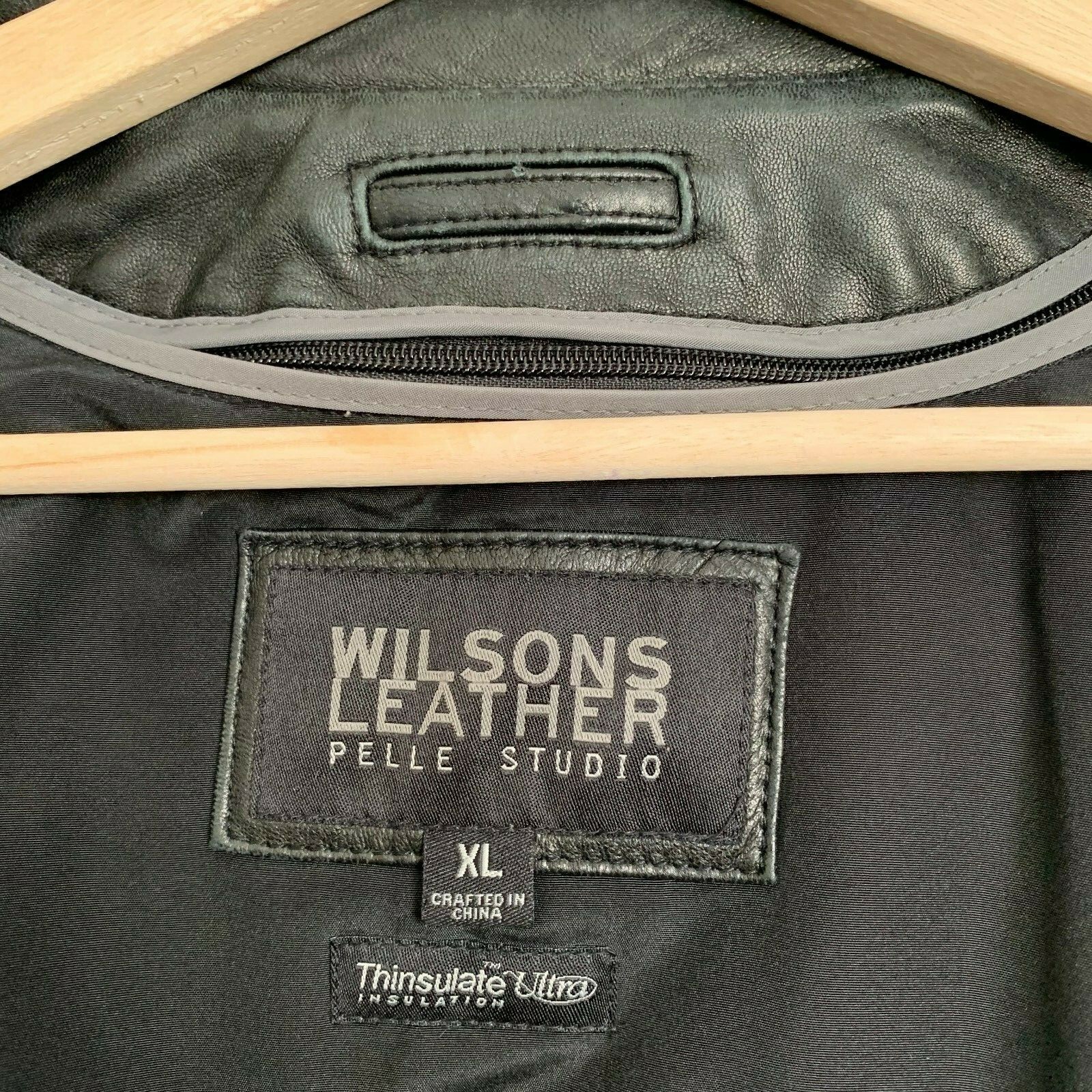 Wilsons Mens Pelle Studio Jacket Black Leather Button… - Gem