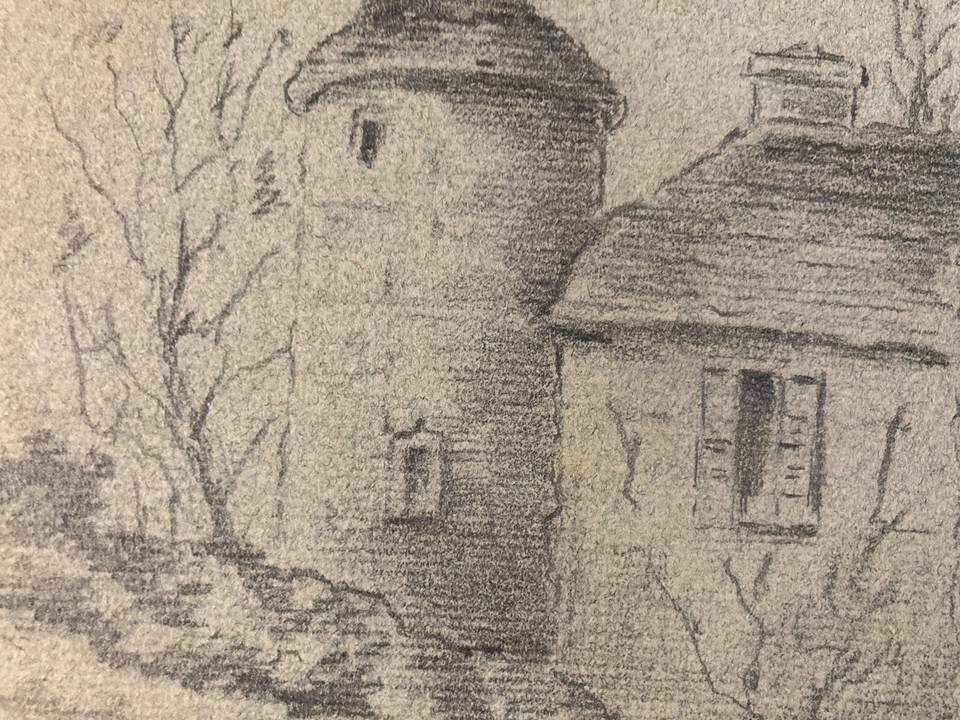 Lead Pencil Drawings Paper Castle Lavans Les Dole Medieval Architecture ...