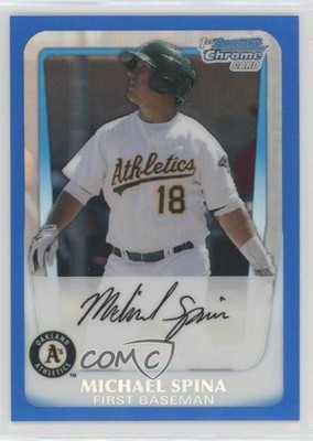 2011 Bowman Chrome Prospects Blue Refractor /250 Mike Spina Michael ...