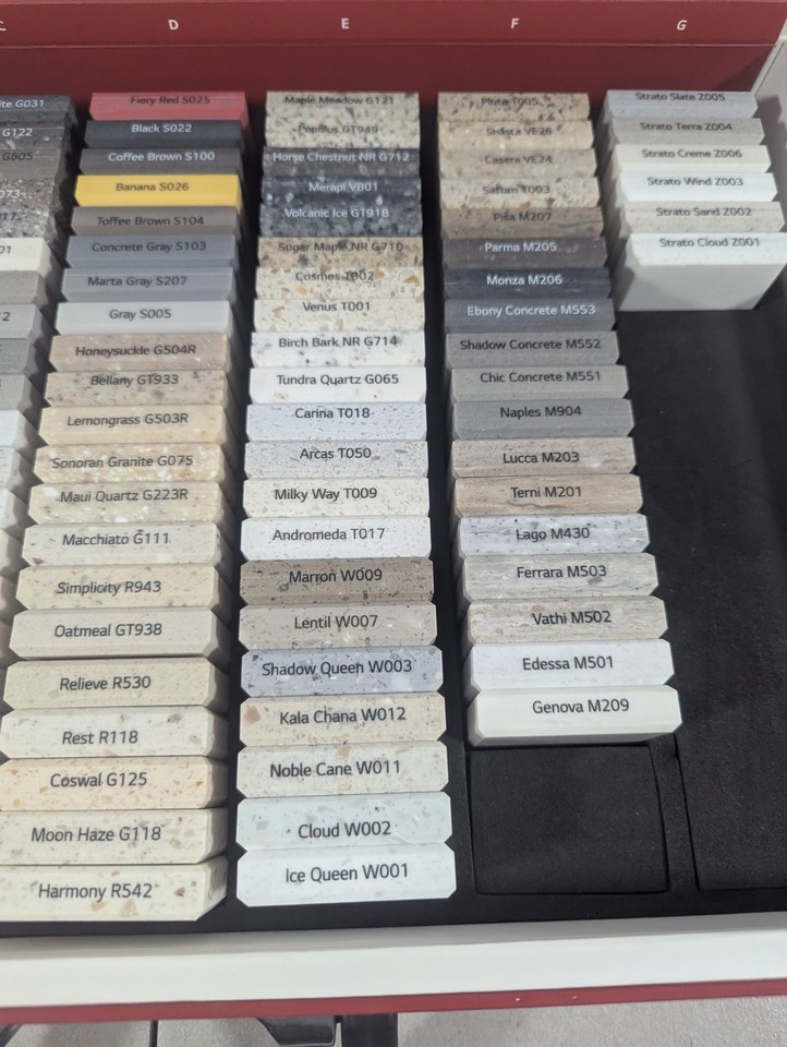Hi Macs Solid Surface Countertop Samples 2" X 2" Squares Case Crafts LG ...