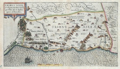 1590 Adrichem Map of Tribe of Asher, Israel (Western Galilee, Mount ...