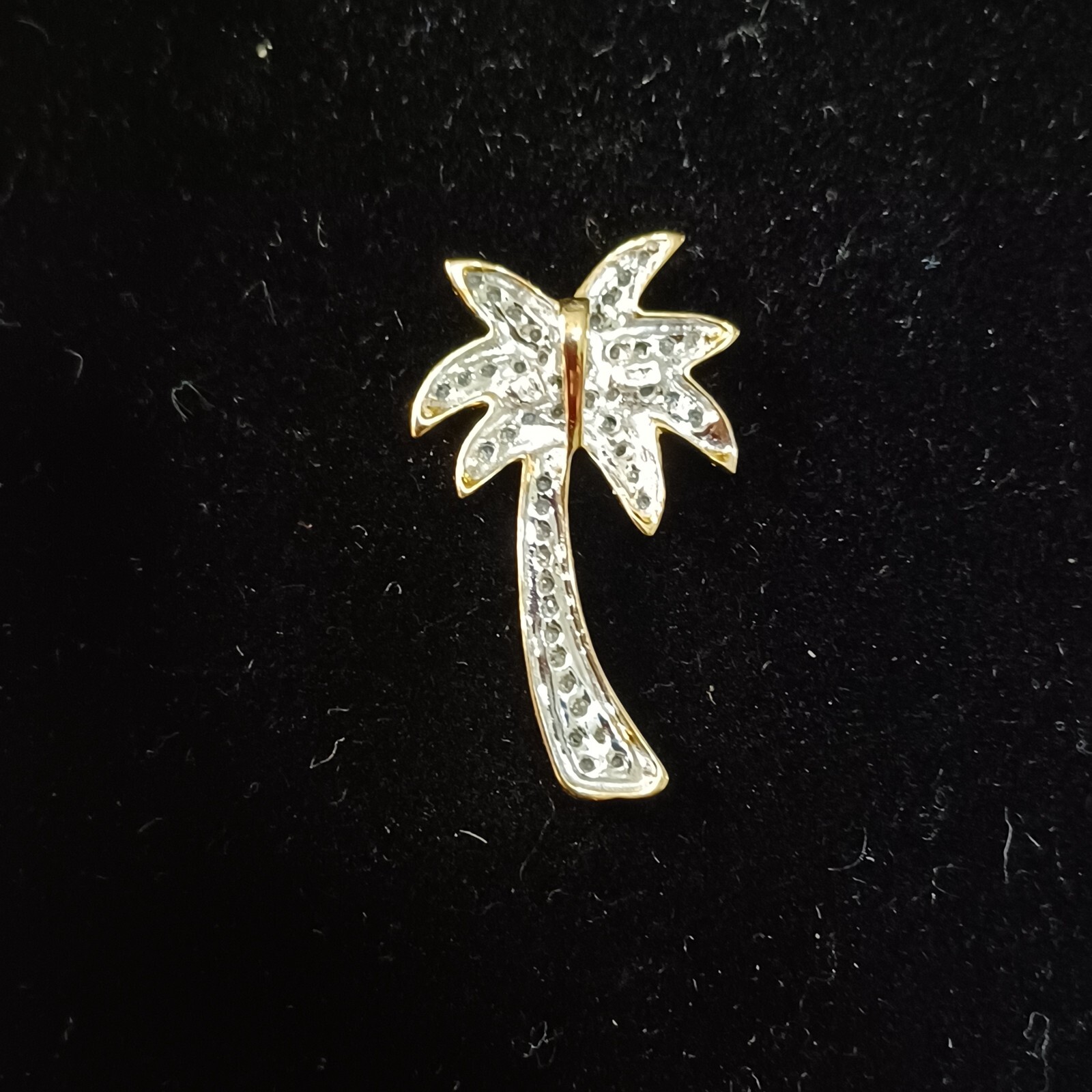 10K Gold Palm Tree Diamond Pendant with 46 Genuine Natural Diamonds 1. ...