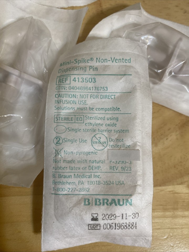 Lot Of 5 Braun mini-spike Non-vented dispensing pin infusion supplies ...