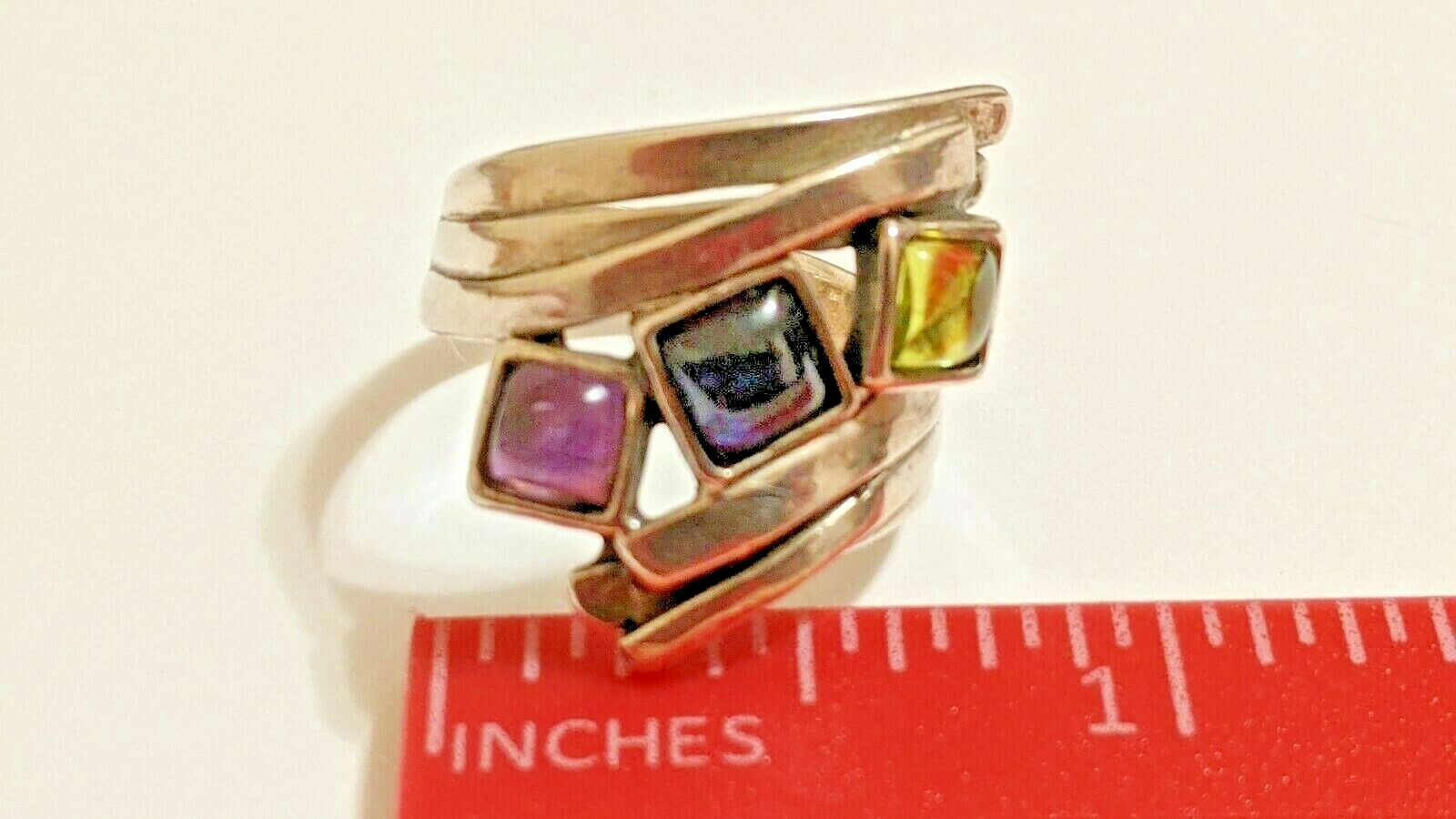 VINTAGE STERLING SILVER RING ABOUT SIZE 7 3/4 SIGNED HALLMARKED H .925 ...