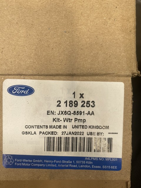 FORD FOCUS 1.5 DIESEL WATER PUMP JX6Q-8591-AA 2189253 2018 2019 2020 ...