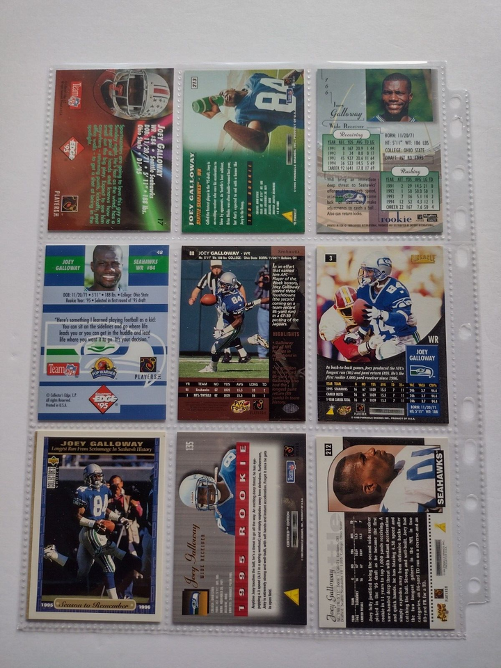 Seattle Seahawks' JOEY GALLOWAY (10) Football Cards Lot /Ex-Near Mint ...