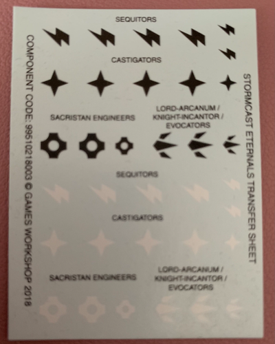 Warhammer AoS - Stormcast Eternals Transfer Sheet (New) | eBay UK