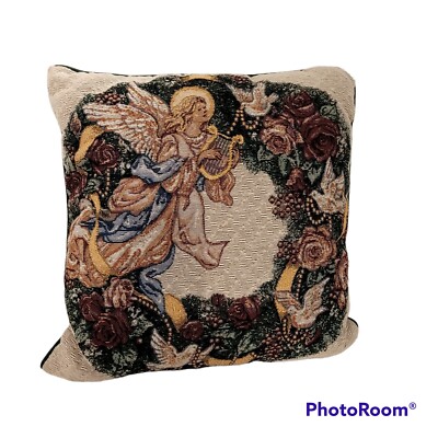 Christmas Needlepoint Decorative Throw Pillow Angel 16"x17" | eBay