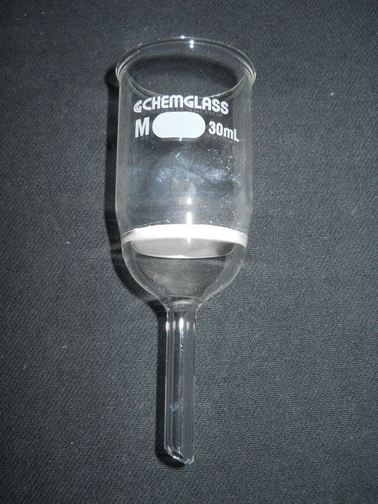 Chemglass 30mm Glass Medium Frit Disc 30mL Buchner Filter Funnel Short ...