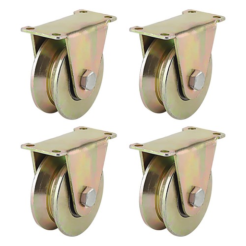 4 PCS 3 Inch V Groove Track Roller, 45# Steel Sliding Gate Casters Wheels wit... | eBay