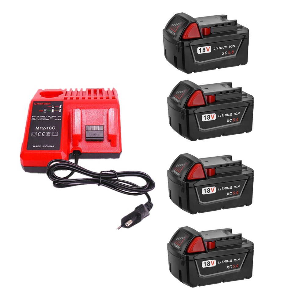 18V For Milwaukee 5.0Ah Lithium-Ion Battery M18B5 48-11-1890 / M12-18C ...