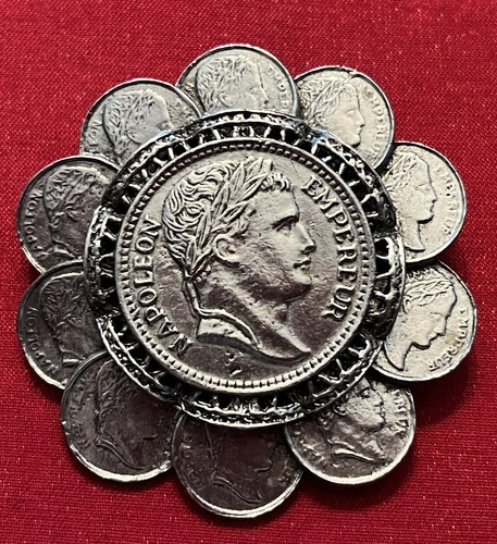 VINTAGE WOMEN’S NAPOLEON EMPEREUR SILVER TONE COIN BROOCH KILT PIN | eBay