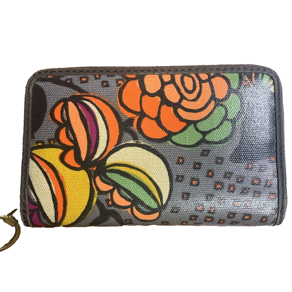 Fossil Women's Wallet/Keyring Multicolored Coated Canvas Floral Zip ...