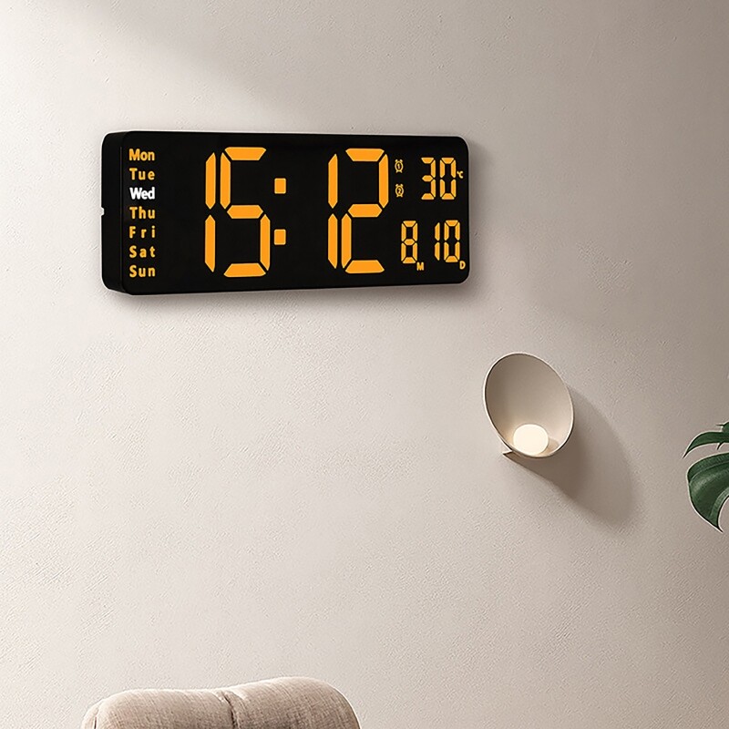 Large LED Digital Wall Clock Temperature Date Display Electronic Wall ...