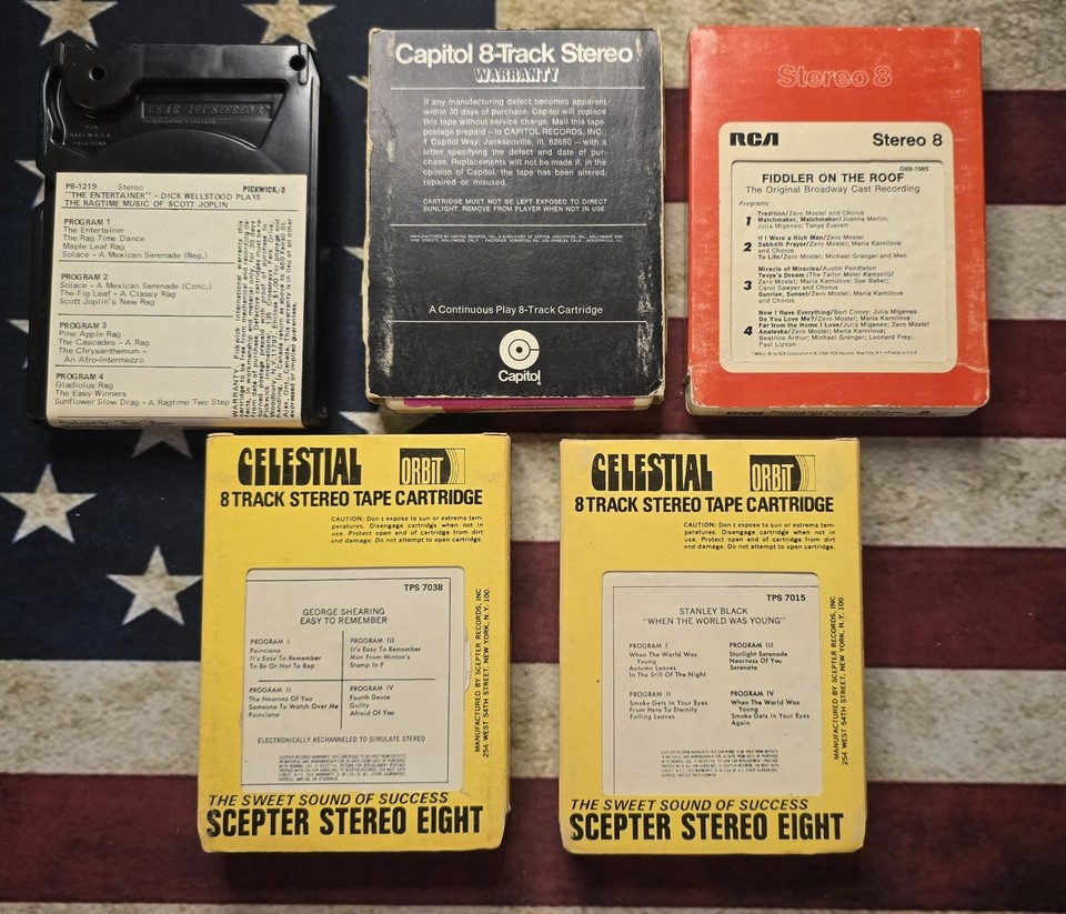 LOT of 5/ 8-track tape cartridges, a music format popular in the 1960s ...