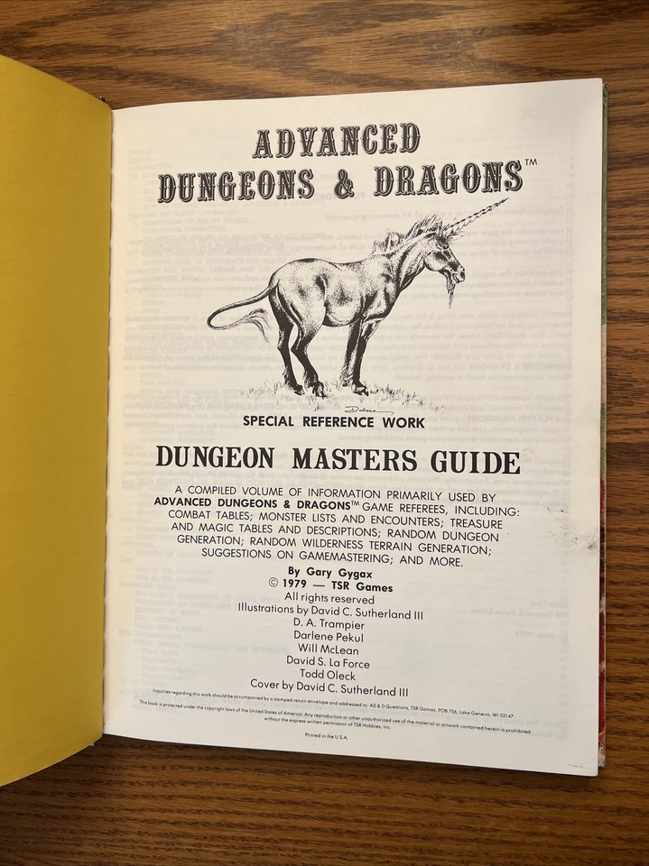RARE TRUE 1st PRINT! DUNGEON MASTERS GUIDE 1979 Dungeons & Dragons VG+ ...
