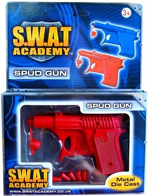 S.W.A.T Die-cast Metal Spud Gun Pistol Shoots Potato Pellets Jokes ...