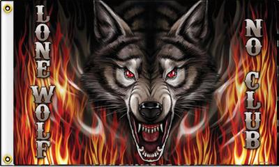 LONE WOLF FLAMES 3 X 5 MOTORCYCLE DELUXE BIKER FLAG FL418 new wolves ...