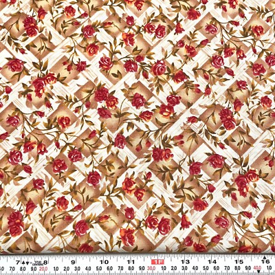 A Rose Garden Kaye Wood Peter Pan Fabrics Floral Lattice Cotton by the ...