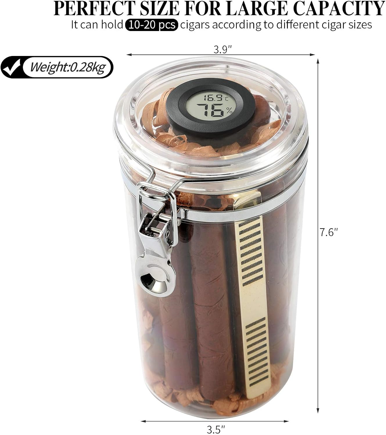 Acrylic Cigar Humidor Jar/Case/Box with Humidifier and Hygrometer ...