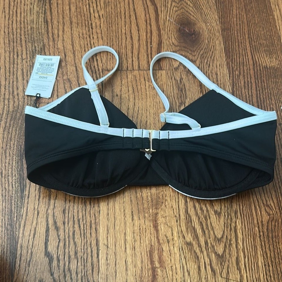 Shade & Shore Black and White Bikini Top Size 34DD New with Tags | eBay