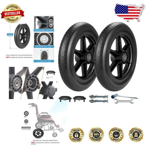 Polyurethane Wheelchair Wheels - 12 Inch Replacement Pair for Enhanced ...