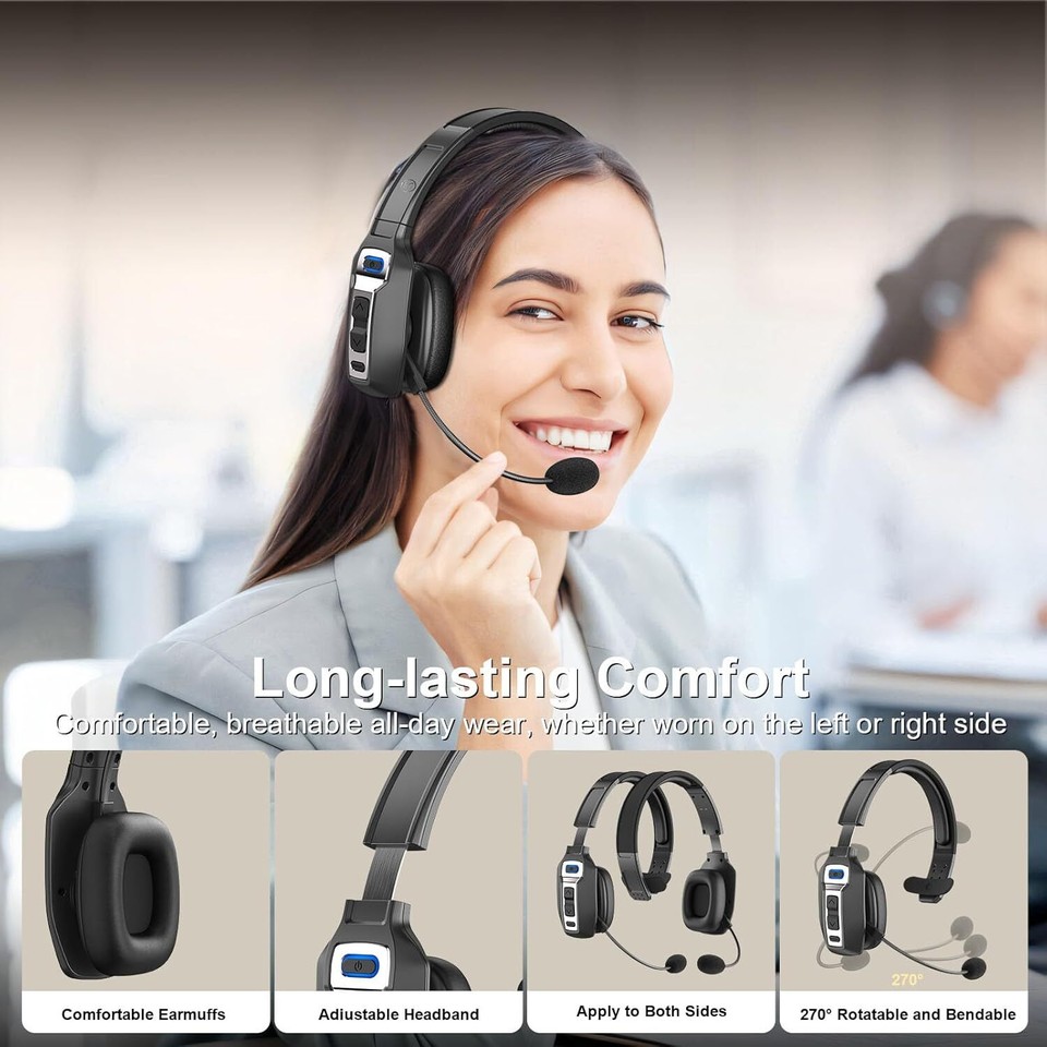 Trucker Wireless Mic Blue Parrot Bluetooth Noise Cancelling Headset ...