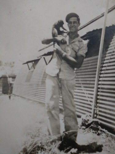 Vintage Snapshot Photo 5x7 WW2 Military Man Holding Monkey Soldier ...