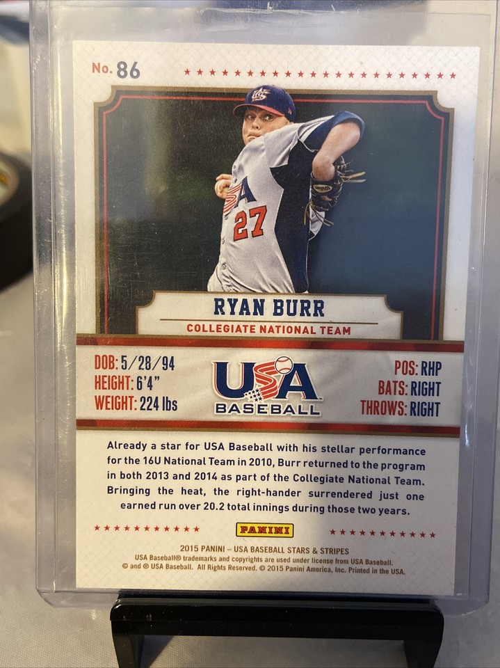 RYAN BURR signed RC WHITE SOX 2015 Panini USA baseball card AUTO ...