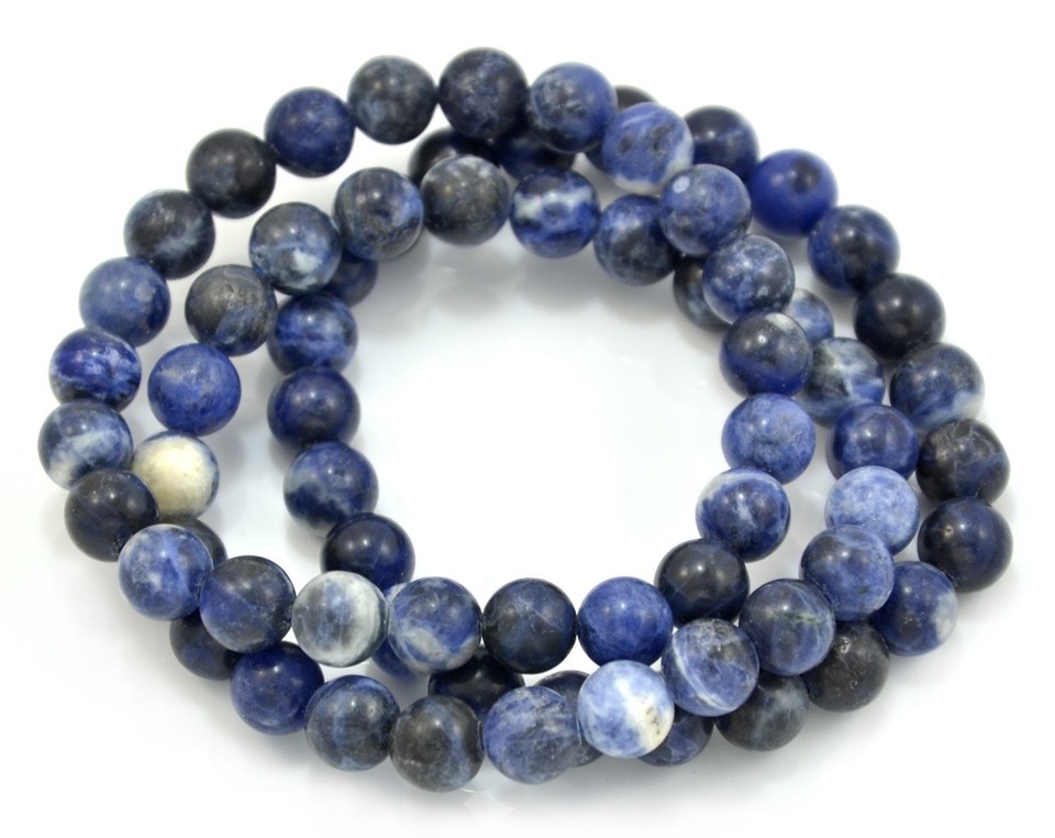 10MM Blue Sodalite Round Gemstone Beads Stretch Bracelets, Pack of 3 | eBay