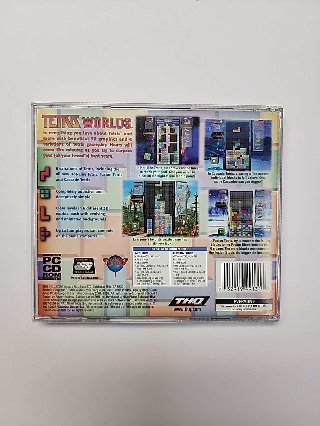 Tetris Worlds PC CD ROM Game 2001 THQ Elorg Blue Planet for Windows 95 ...